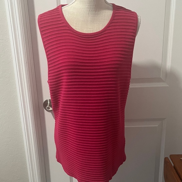 Talbots | Tops | Talbots Ribbed Tank Knit Sweater Top In Bold Pink Sz L ...